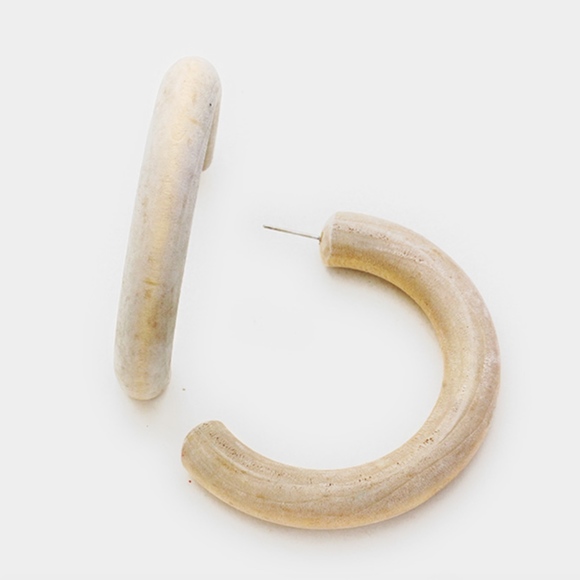 Ornamental Stone | Jewelry | Hailee White Washed Natural Wool Hoop Boho ...